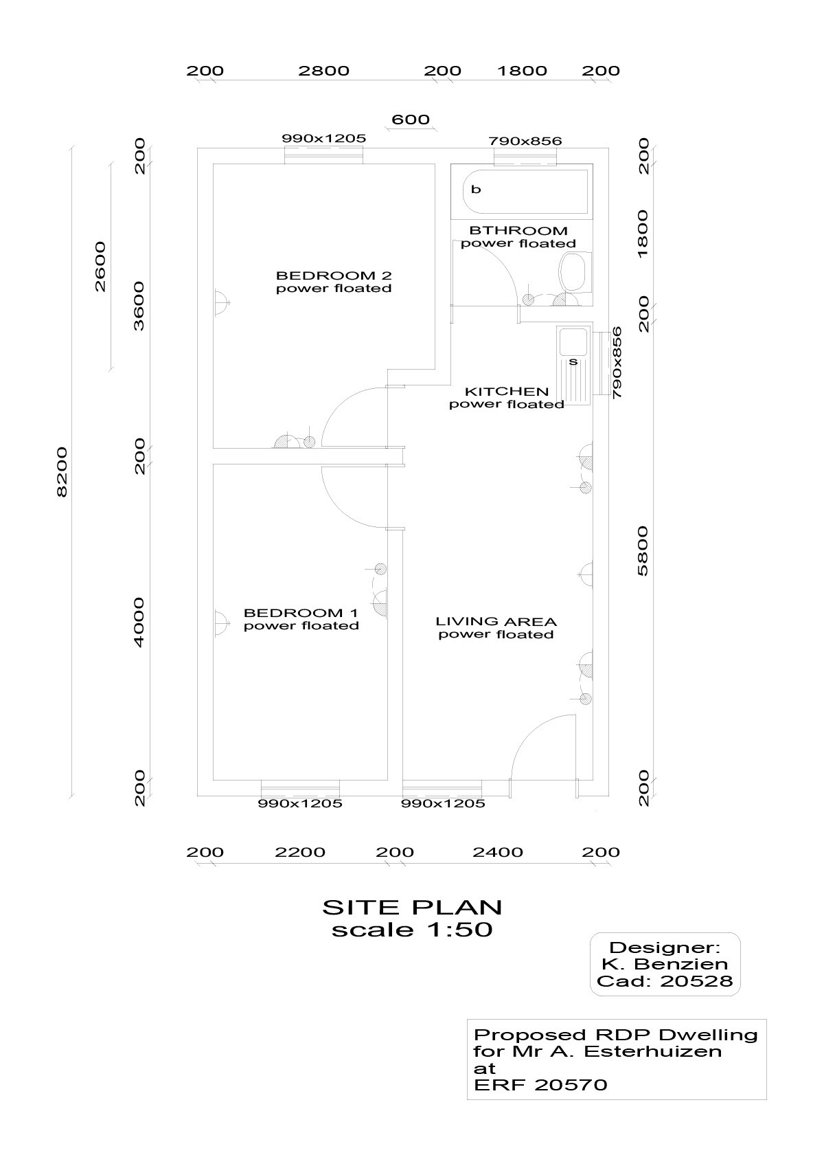 House Plans - 42m² RDP - Stumbelbloc Exports
